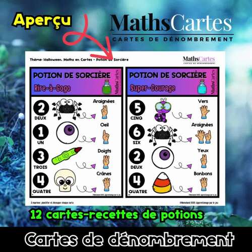 Halloween. Maths en Cartes. Potion de Sorcière | TPT