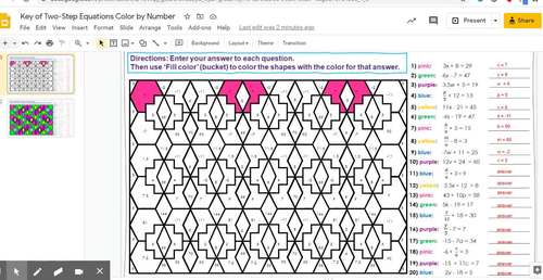 Solving Two-Step Equations Color by Number 7th Grade Math with Digital ...