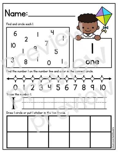 Preschool Numbers 0-10 Trace Write Find Practice Math Worksheets Spring ...