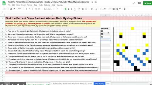 Find the Percent (Given Part and Whole): Math Mystery Picture | TPT