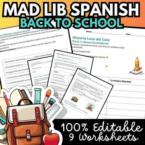 Back to School Spanish Mad Lib | First Week of School Writing regreso a ...