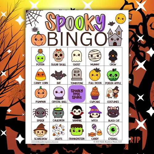 Halloween BINGO Game, Spooky Fun Classroom Party Group Games, Fall Activity