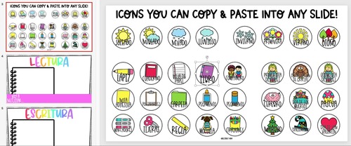Distance Learning - Spanish Slides with Icon Buttons by Biliteracy Now