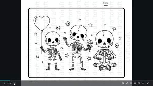 Happy Skeletons Coloring Pages Packet 2nd grade craft worksheet ...