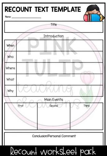 Recount Text - Reading and Writing Bundle by Pink Tulip Teaching Creations