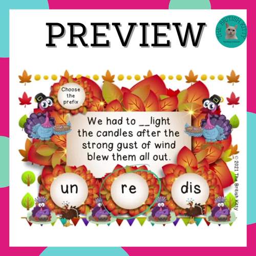 Thanksgiving Prefixes UN DIS RE Boom™ Cards by The British Kitty