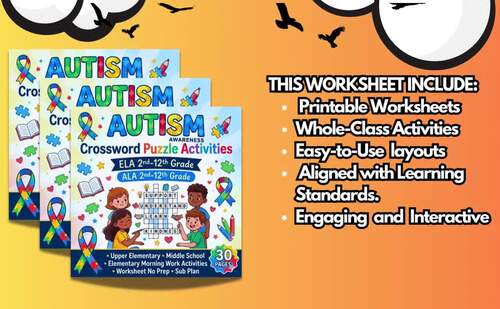 Autism Awareness Crossword Puzzle Activities ELA 2nd,3rd,4th,5th,6th ...