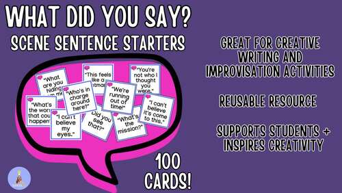 Drama Scene Sentence Cards for Middle School-Creative Writing and ...