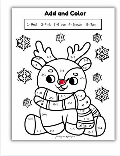 Winter Addition within 5 Coloring Pages by Jinni June Designs | TPT