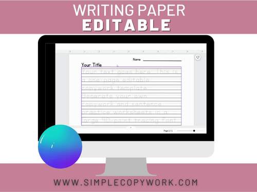 Editable Lined Writing Paper Tracing Font | 2nd, 3rd, 4th Grade | Canva