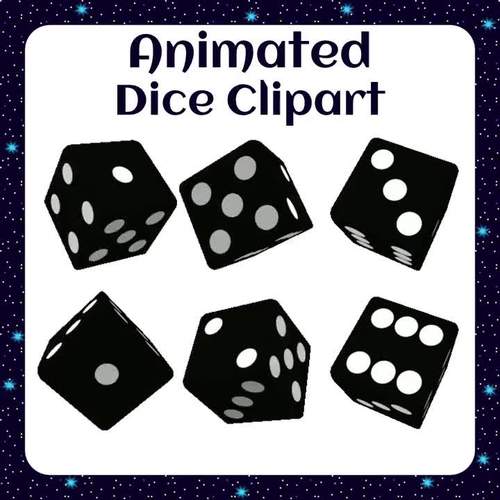 Digital Dice GIFs BUNDLE - Animated Clipart – Black Dice with Colour Dots