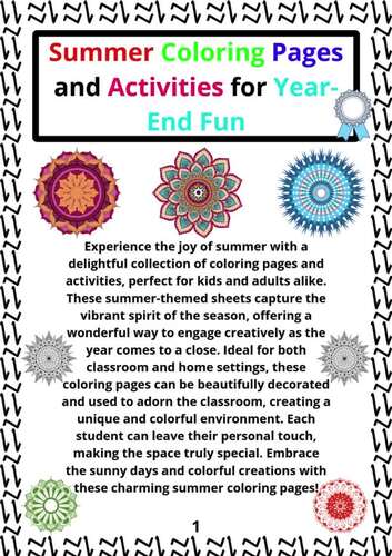 Summer Coloring Pages and Activities for Year-End Fun | TPT