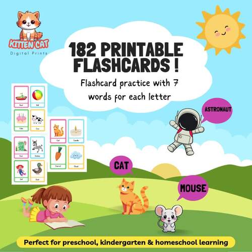 182 Printable Flashcards - Vocabulary & Phonics Cards | TPT