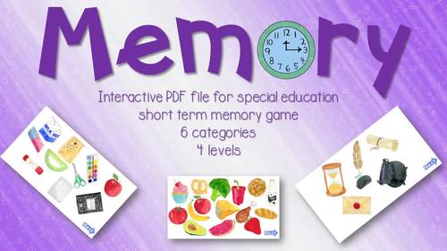 Memory Recall Game interactive PDF Back to School activity special ...