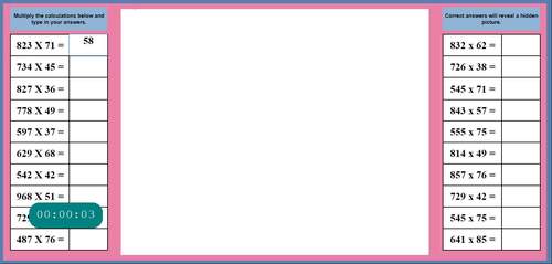 Digital Pixel Art NO PREP - Diplodicus 3-digit by 2-digit Multiplication