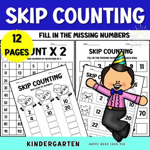 Skip Counting Numbers Math Worksheets Practice Kindergarten | TPT
