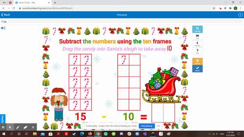 Subtraction to 20 with Ten Frames Christmas Math Boom Cards Digital ...