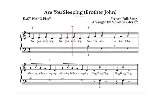 Are You Sleeping (Brother John) Easy Piano Play by MoveOverMozart