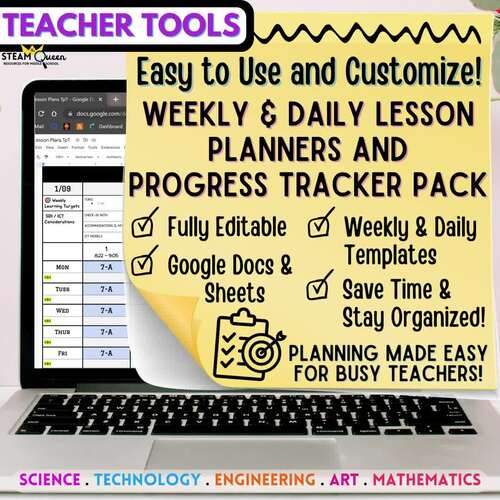 Organized Teacher Lesson Planner Bundle Weekly Daily Templates Progress ...