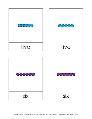 Montessori Math 3 Part Cards Bead Bars by Minkybubs Montessori | TPT