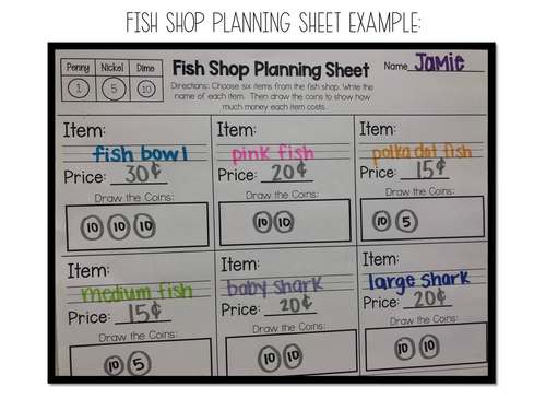 Counting Coins Money Activity - Fish Shop Edition | TPT