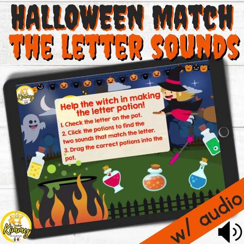 Halloween Match the Letter Sounds Boom Cards by Teacher Kimmy | TPT