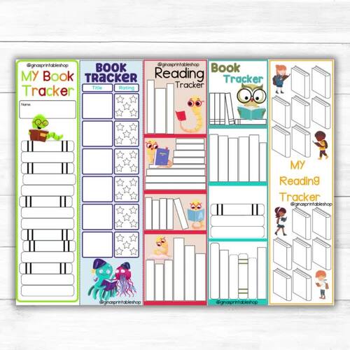 Reading Tracker Bookmarks by GinasPrintableShop | TPT