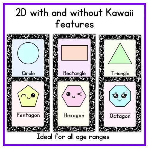 2D Shape Posters 3D Shape Posters Composition Notebook Theme Pastel ...