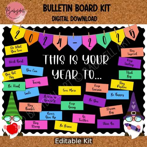 Goal Setting Bulletin Board Kit | Editable Gnome Theme for Back to ...