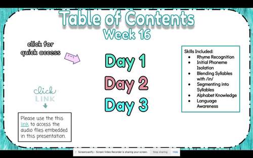 Phonological Awareness Heggerty aligned Weeks 13-16 (Pre-k) TEAL Book