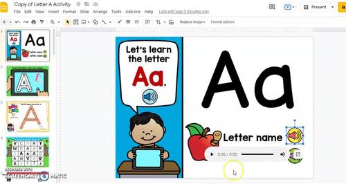 Back to School Digital Alphabet Activities for Google Slides with Audio
