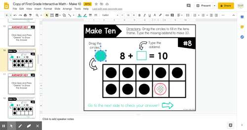 Make 10 First Grade Math Activity for Google Slides | TPT