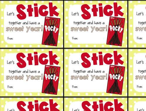 Cute Pocky Chocolate Sticks Beginning of the Year (BOY) Gift Tag