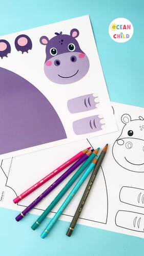 Low Prep Hippo Craft Printable | Zoo & African Animals Activity PreK ...