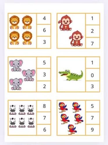 Wild Animal Counting Cards with Clothespins (Numbers 1–10) Hands-On ...