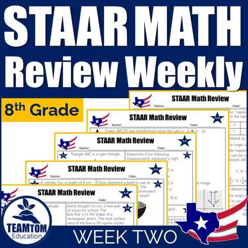 STAAR Math Review Weekly | Grade 8 Week 2 by Team Tom | TPT
