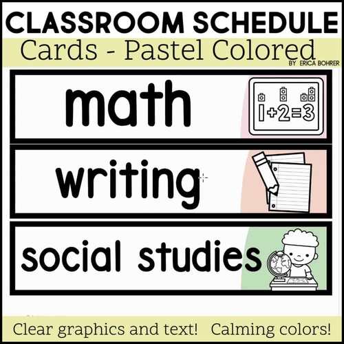 School Schedule Cards - Pastel Editable Schedule/Objective Cards