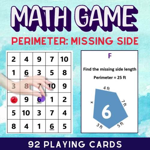 Find the missing side length PERIMETER MATH GAME Activity - SPANISH ...