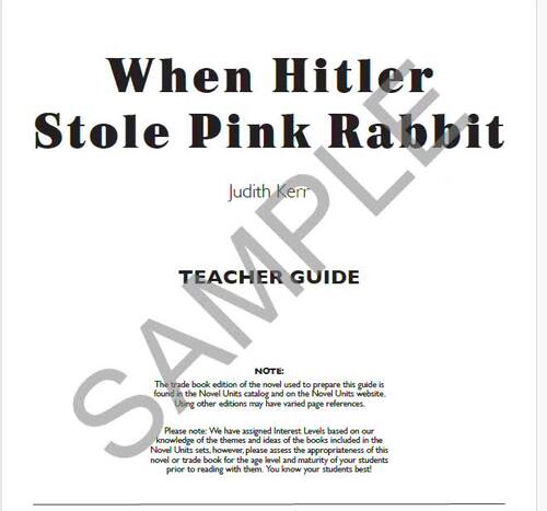 When Hitler Stole Pink Rabbit Novel Units® Teacher Guide Novel Study