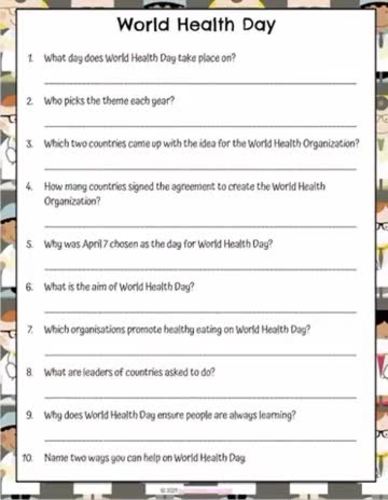 World Health Day Guided Reading Comprehension by Metacognitive Teacher