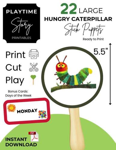 Hungry Caterpillar | Stick Puppets for Storytelling and Retell | TPT