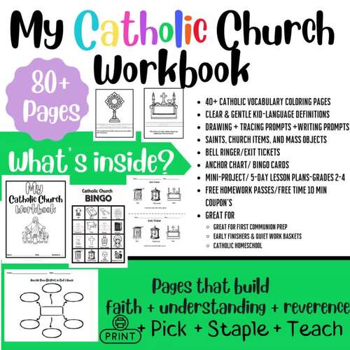Catholic Church | Workbook + 5-Day Lesson Plans | K-4 Religion | Print ...