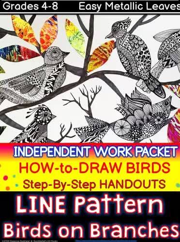 Easy Bird Drawing Art Lesson | Step-by-Step Zentangle Project-No Prep ...
