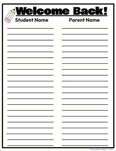 Back to School Open House Sign In Sheets, Communication Log, Interest ...