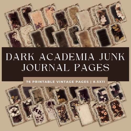 76 Dark Academia Junk Journal Pages | Vintage Aesthetic Ephemera Kit ...