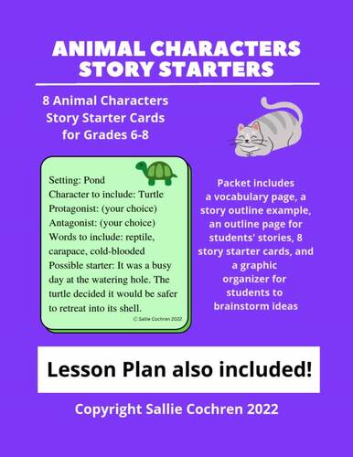Animal Characters Story Starter Cards/Fictional Narrative Writing ...