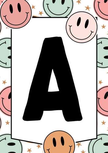 A-Z Groovy Smiley Faces Alpahbet Posters by The Preppy Para | TPT