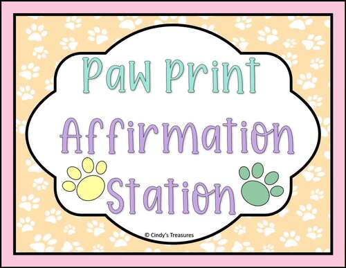 Paw Print Theme (Pastel) Affirmation Station *Editable* by Cindy's ...