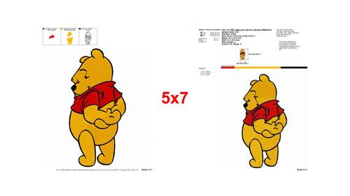 Classic Winnie Pooh bear smiling with arms crossed embroidery designs ...
