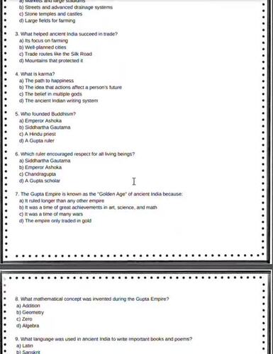 Ancient India Reading Comprehension Worksheet with Writing by A Dads ...